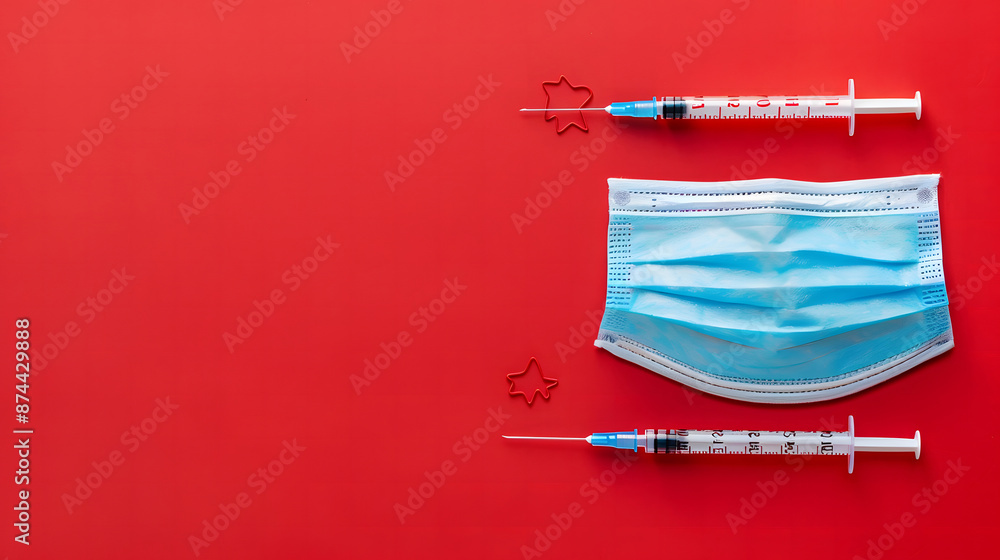 Vaccine vial dose flu shot drug needle syringe,medical concept ...