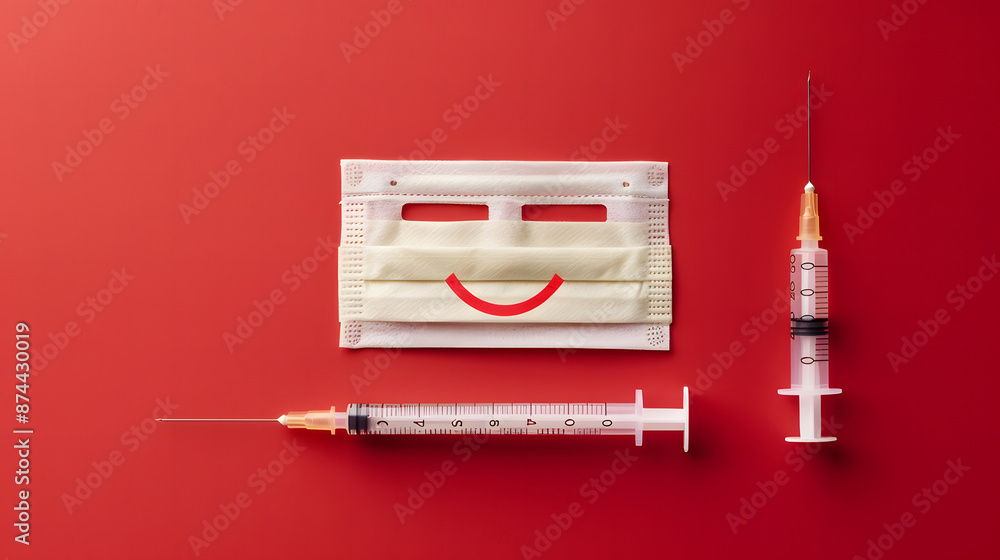 Vaccine vial dose flu shot drug needle syringe,medical concept ...
