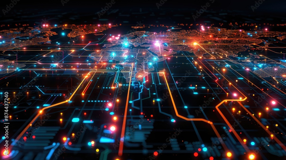 Interactive career map with glowing pathways Stock Photo | Adobe Stock