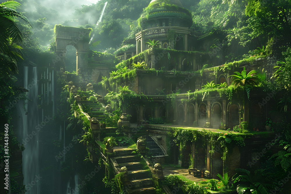 The Hanging Gardens of Babylon, one of the Seven Wonders of the Ancient ...