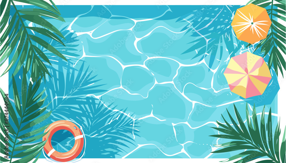 vector summer background with pool illustrations for banners, cards ...