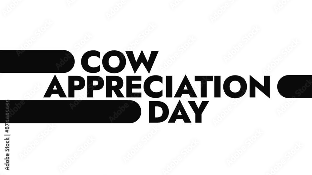 Cow Appreciation Day Black motion graphics seamless loopable text ...