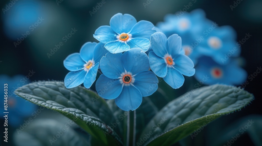 ภาพประกอบสต็อก Forget-me-not flower showcases its bright, star-like ...