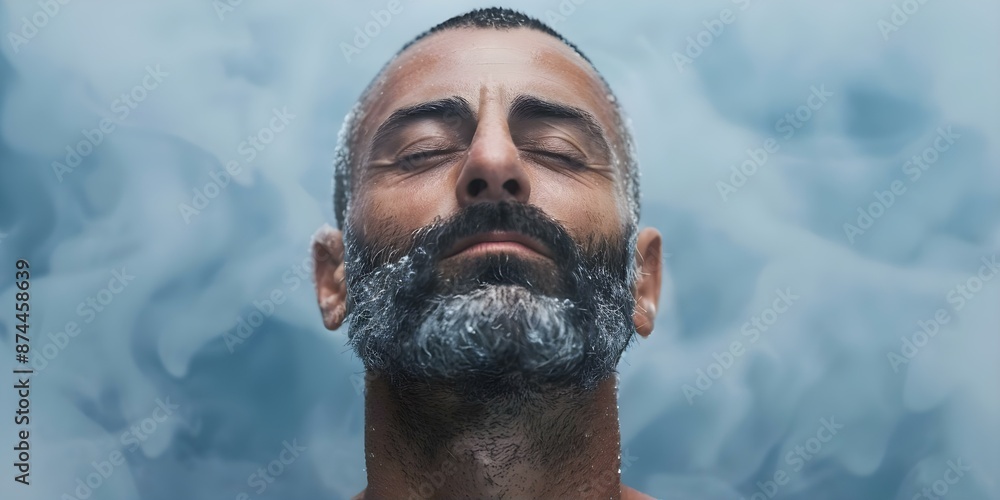 Preparing for a Cold Exposure Workout Man Using Wim Hof Breathing ...