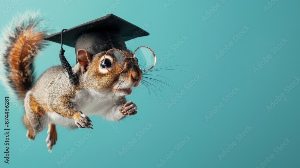 Flying Squirrel with Glasses and Graduation Cap Symbolizing Concept of ...