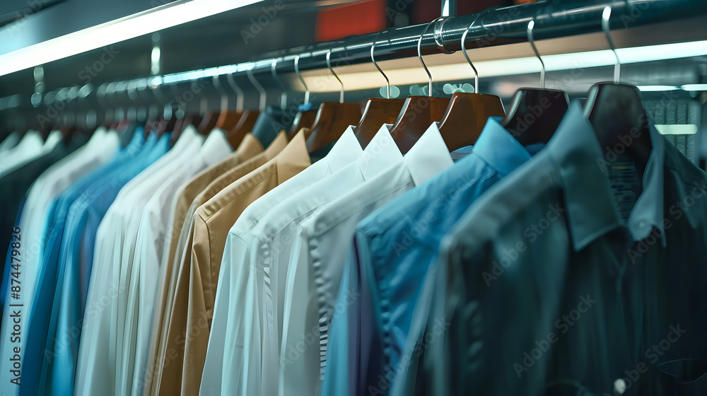 Dry Cleaning with a Variety of Clothing Hanging. Concept Dry cleaning ...