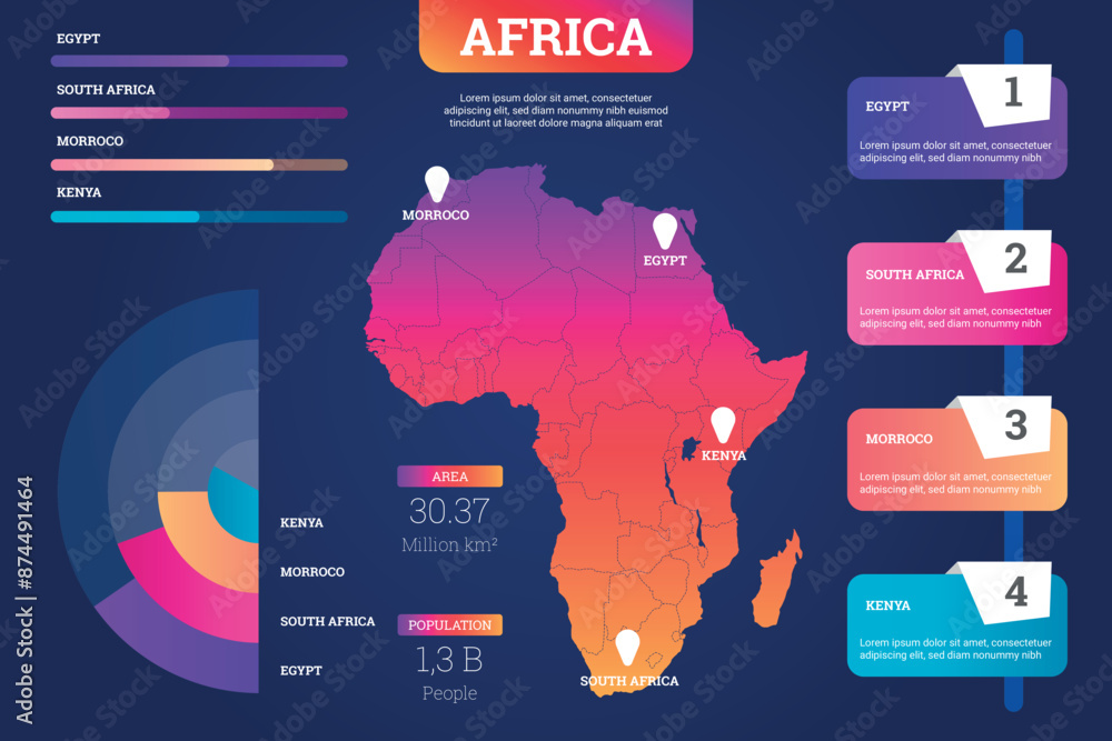 Africa map infographic in gradients Stock Vector | Adobe Stock