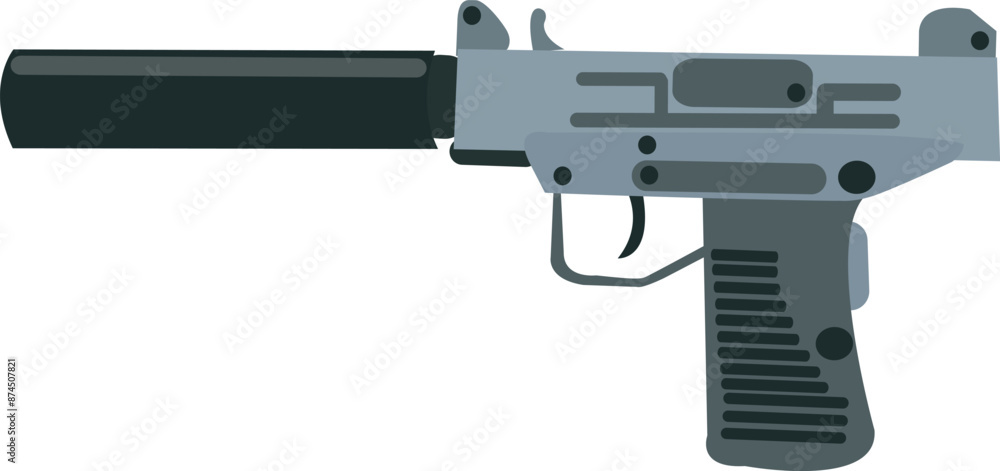 Silenced pistol vector illustration. Guns drawin Stock Vector | Adobe Stock