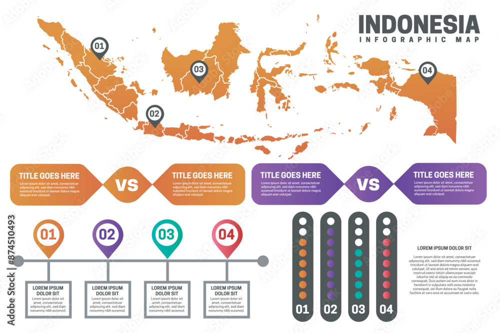 Linear indonesia map infographic Stock Vector | Adobe Stock