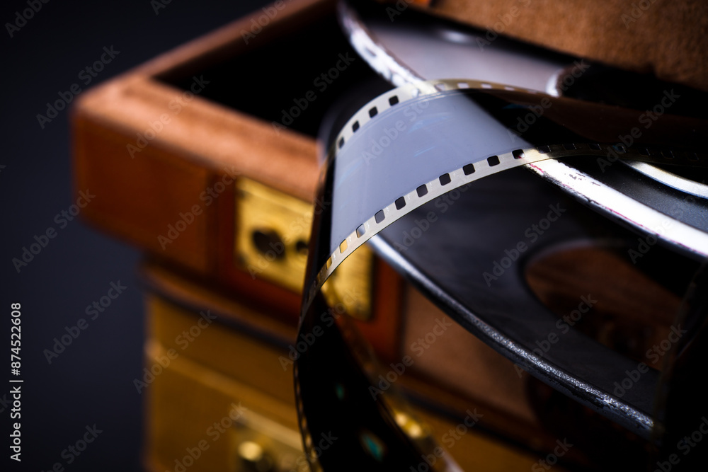 High-Resolution Close-Up of 35mm Film Reel in an Open Briefcase in 4K ...