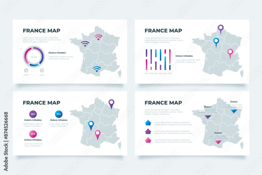 Gradient france map infographic Stock Vector | Adobe Stock