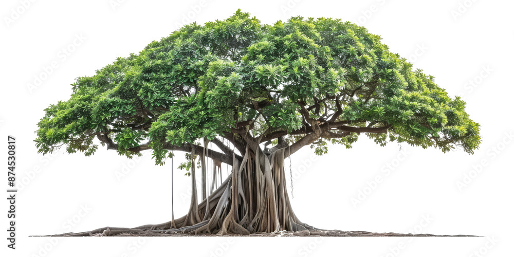 Green realistic huge tall wide Banyan tree cut out, isolated ...