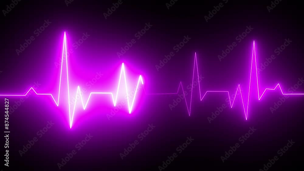 Neon heartbeat on black isolated background. 4k seamless loop animation ...