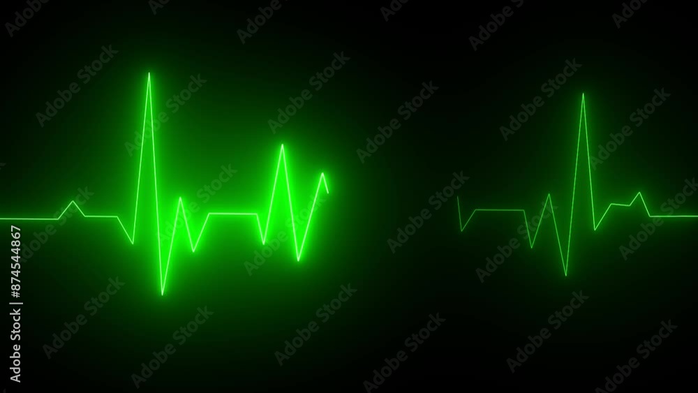 Neon heartbeat on black isolated background. 4k seamless loop animation ...