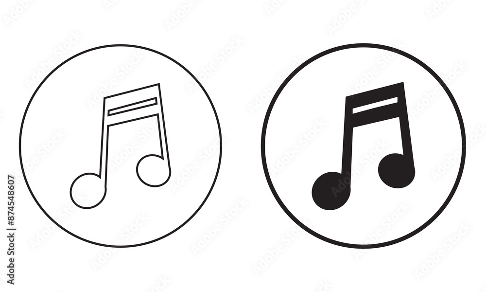 Music notes icon set, Music notes symbol, vector illustration Stock ...