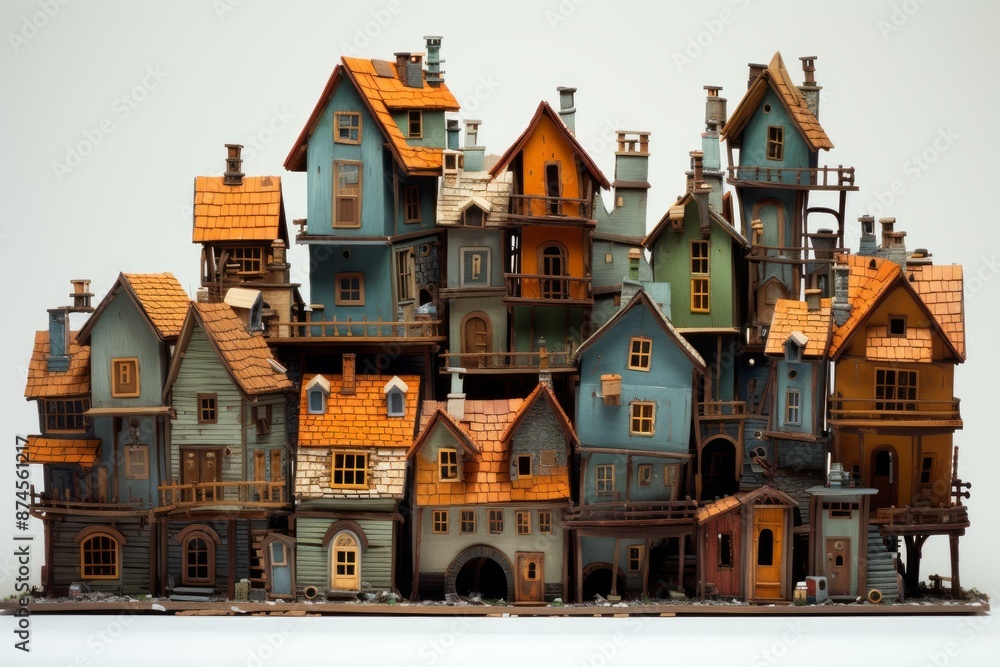 Whimsical and colorful miniature fantasy village with intricate ...