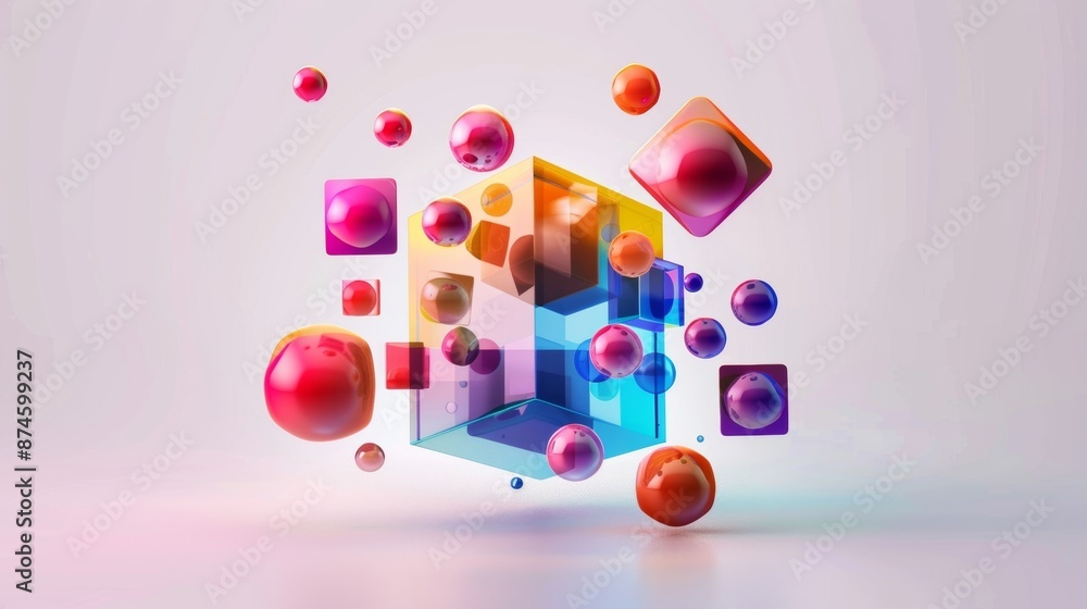 A modern 3D logo design featuring a 3D cube made up of multiple ...