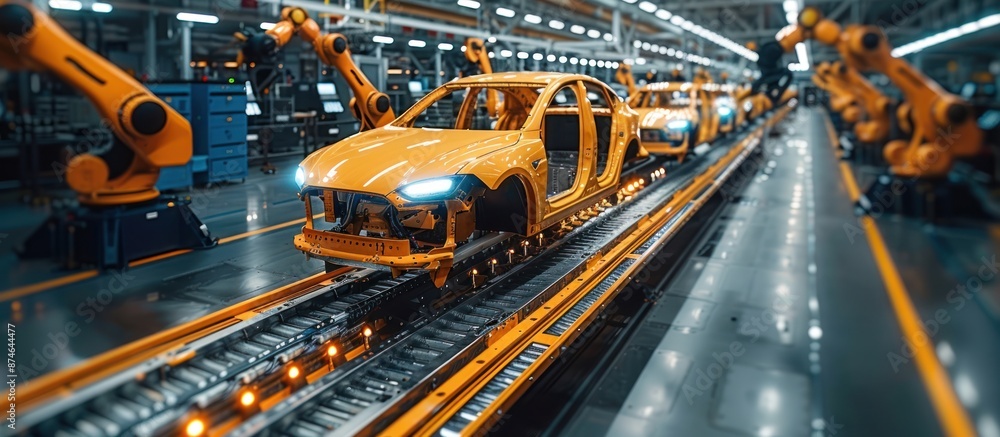Car Assembly Line in a Modern Factory Stock Illustration | Adobe Stock