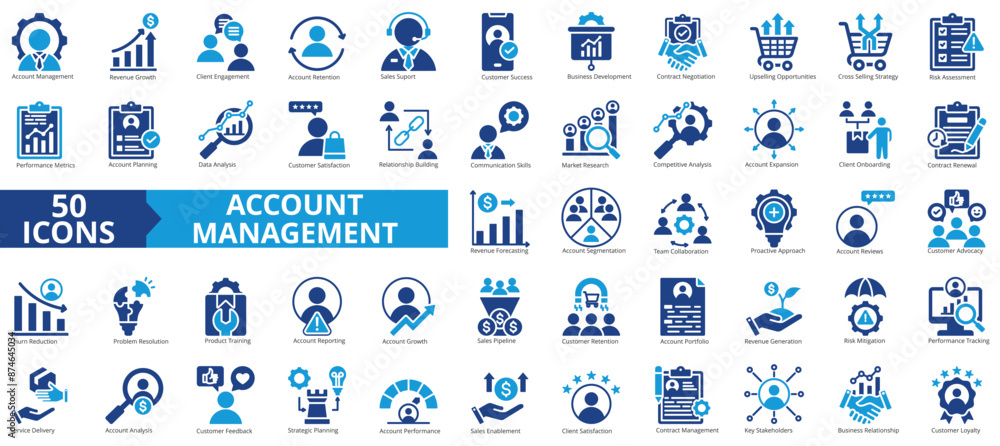 Poster Account management icon collection set – Wall Art | UkPosters