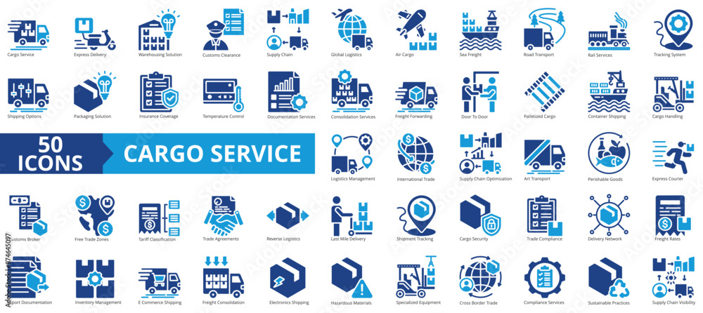 Cargo service icon collection set. Containing express delivery ...