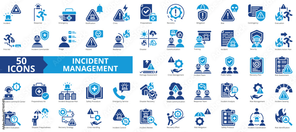 Incident management icon collection set. Containing response, emergency ...