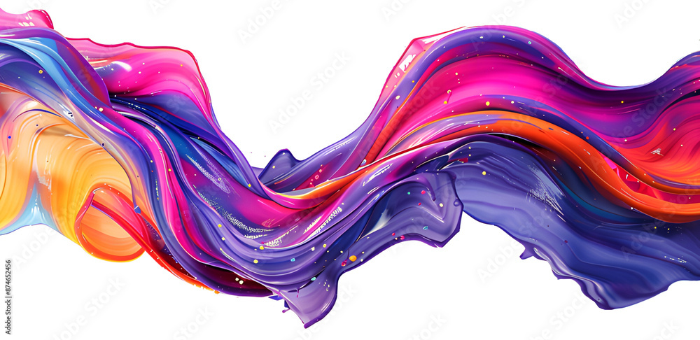 Colorful brush paint ribbon stroke swirl abstract splash wave on ...
