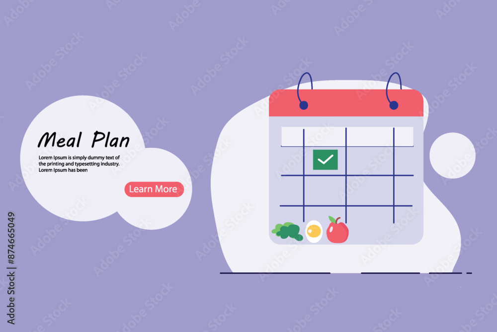 Diet plan illustration planning diet with calendar and fresh vegetable ...