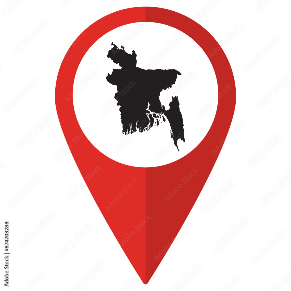 Bangladesh map. Map of Bangladesh on map pin icon red color isolated ...