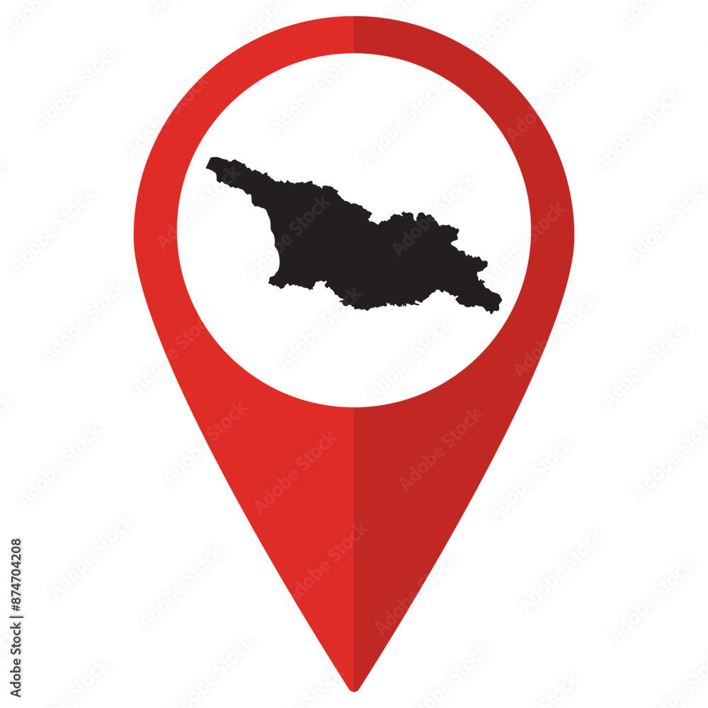 Georgia map. Map of Georgia on map pin icon red color isolated Stock ...