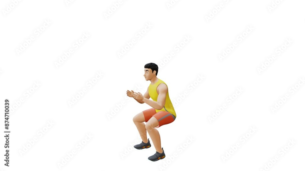 Animated character doing Jump Squat. Jump Squats exercise in 3d ...