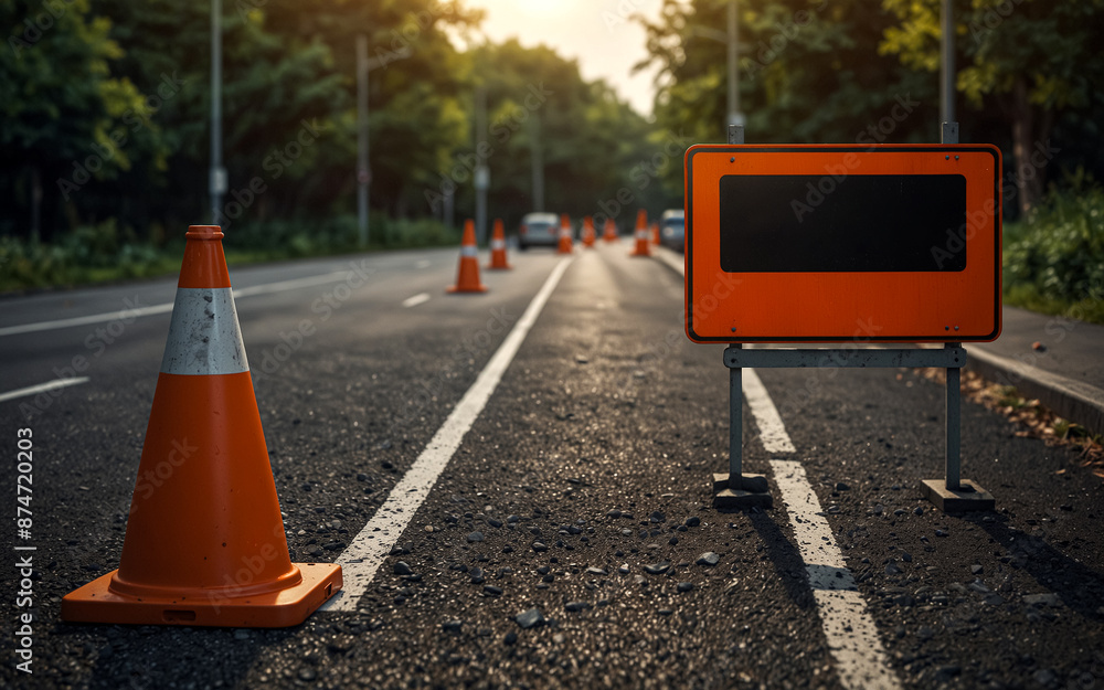 Road Maintenance Traffic Warning Signs and Symbols. Stock Photo | Adobe ...