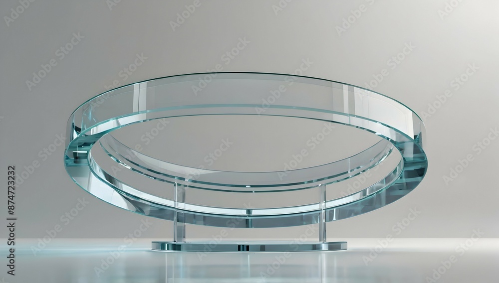 thin glass circle, seen from a side angle with a rotated perspective ...