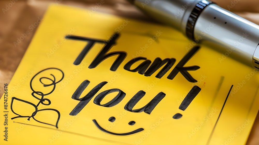 A detailed photograph of a yellow sticky note featuring the words ...