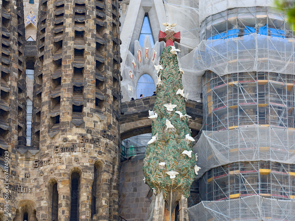 Barcelona, Spain - May 19, 2024: View of the cypress tree of life with ...