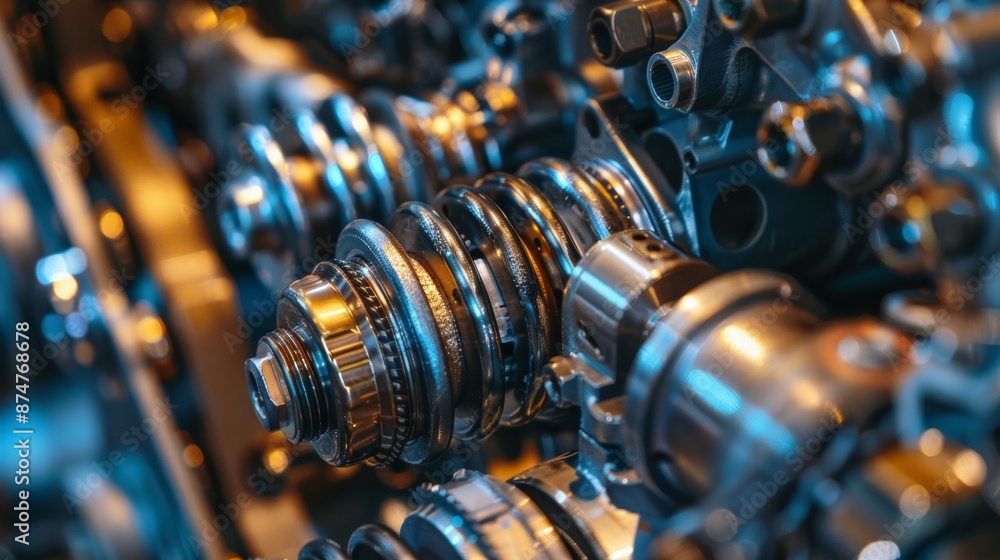 A detailed image of the shift linkage a series of rods and levers that ...