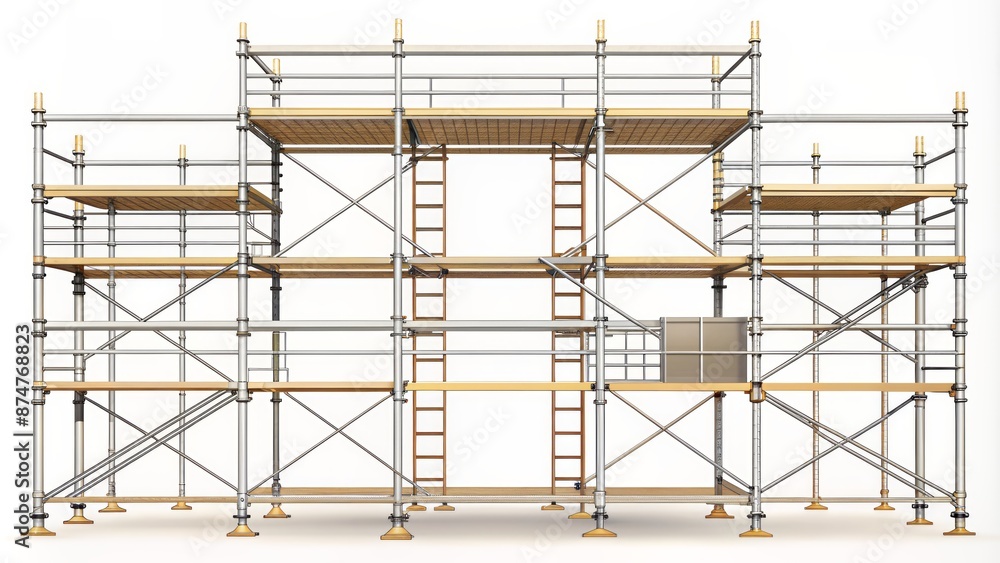 Simple outline illustration of building scaffolding structure with ...