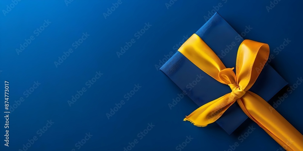 Blue graduation cap and diploma on blue background for convocation ...