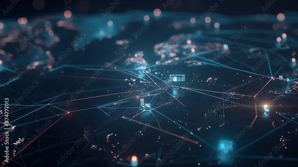 4K Realistic Illustration of Interconnected Global Data Points with ...