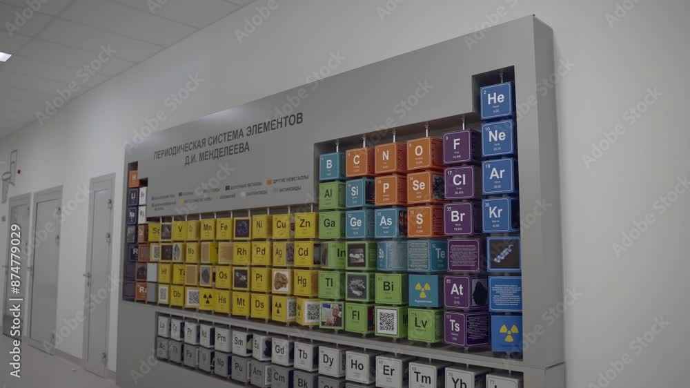Bright periodic table of elements displayed on wall. Periodic table ...