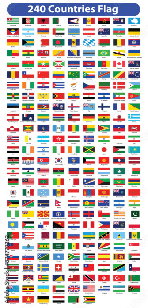 All national flags of the world. Country flags with name. Countries ...