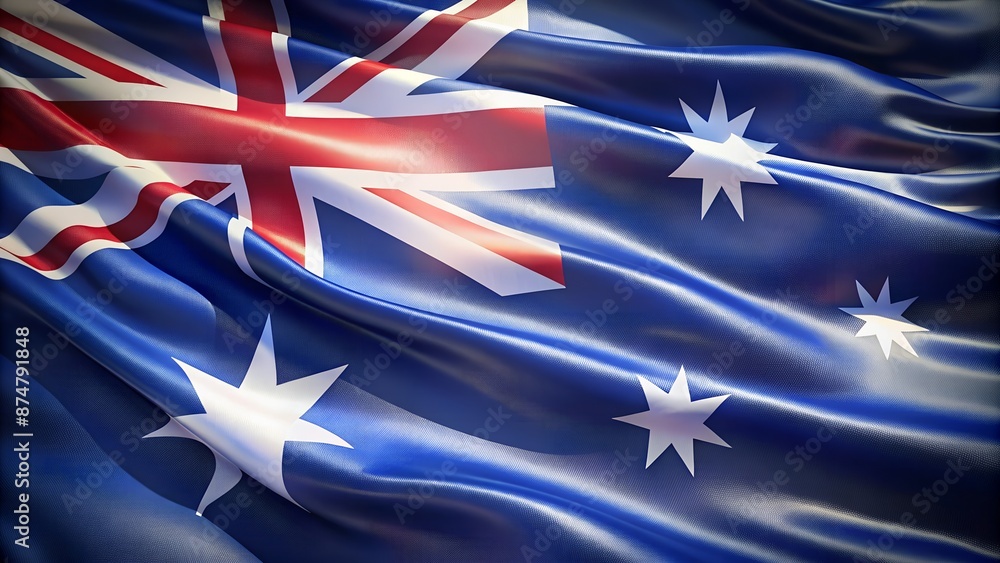 australia flag made of premium wavy fabric with cinematic scene ...