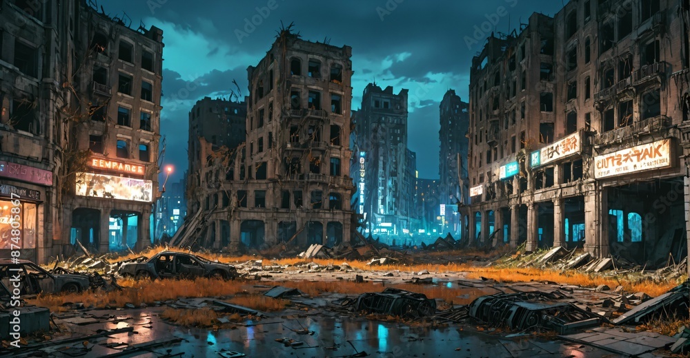 abandoned buildings cyberpunk dystopian city derelict post apocalyptic ...