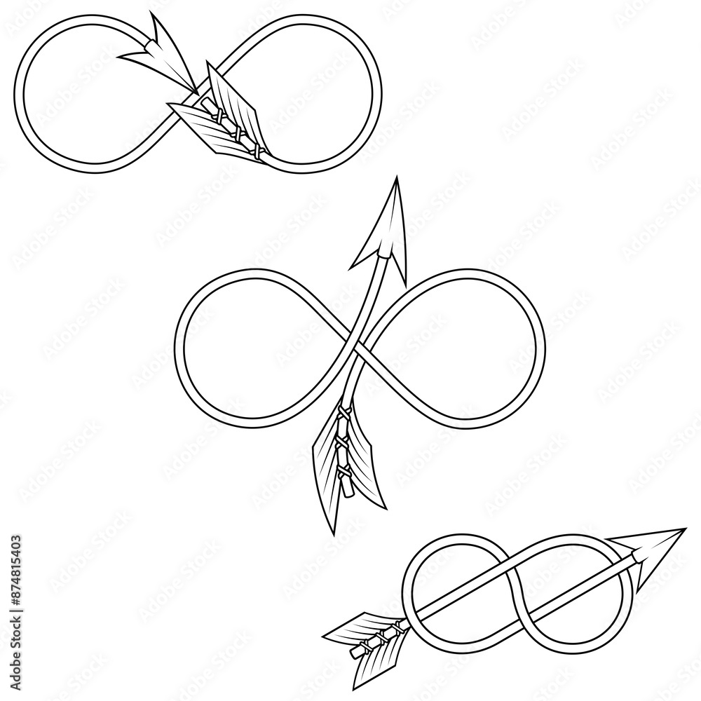 Curved arrow in the shape of an infinity symbol, knotted arrow Stock ...
