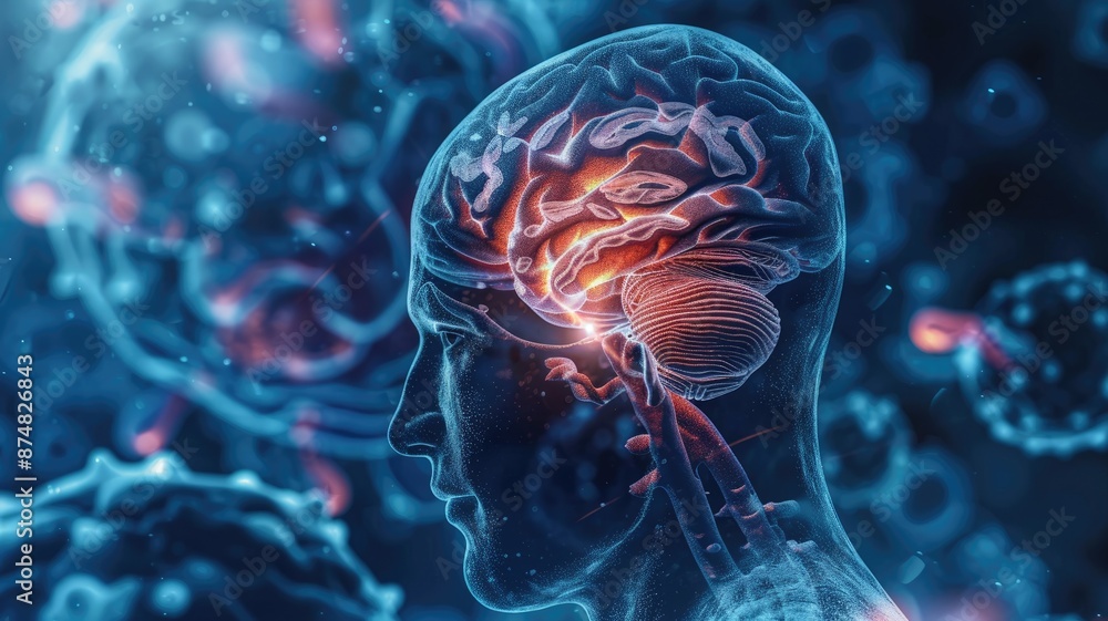 Human Brain Anatomy Illustration - A 3D illustration of a human brain ...