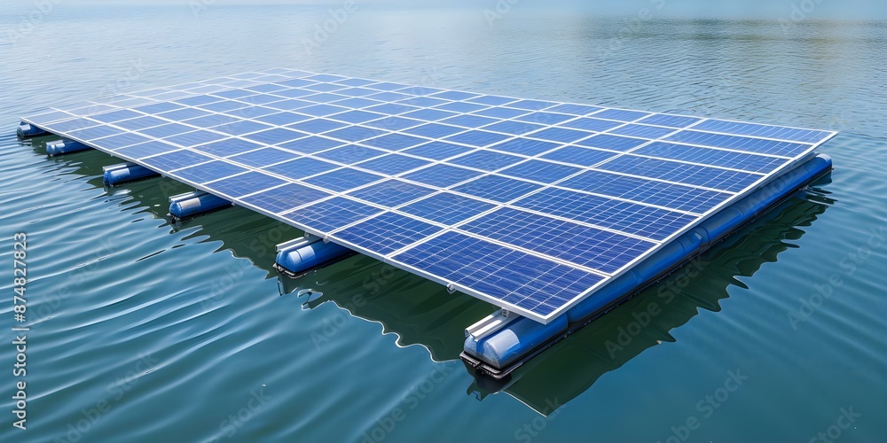Sustainable Solution Harnessing Clean Energy with Floating Solar Panels in Reservoirs. Concept ...