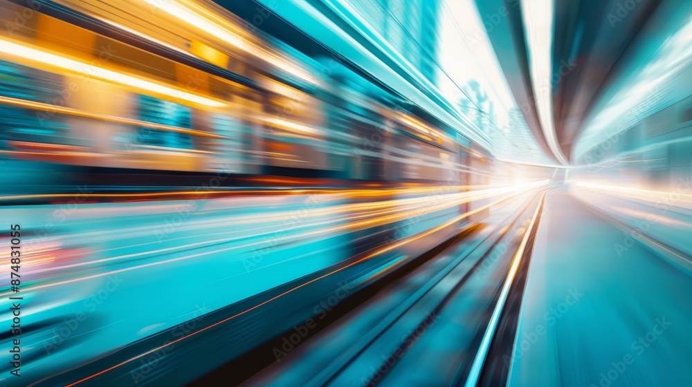 Urban transit system, with diverse transport modes in motion, showing ...