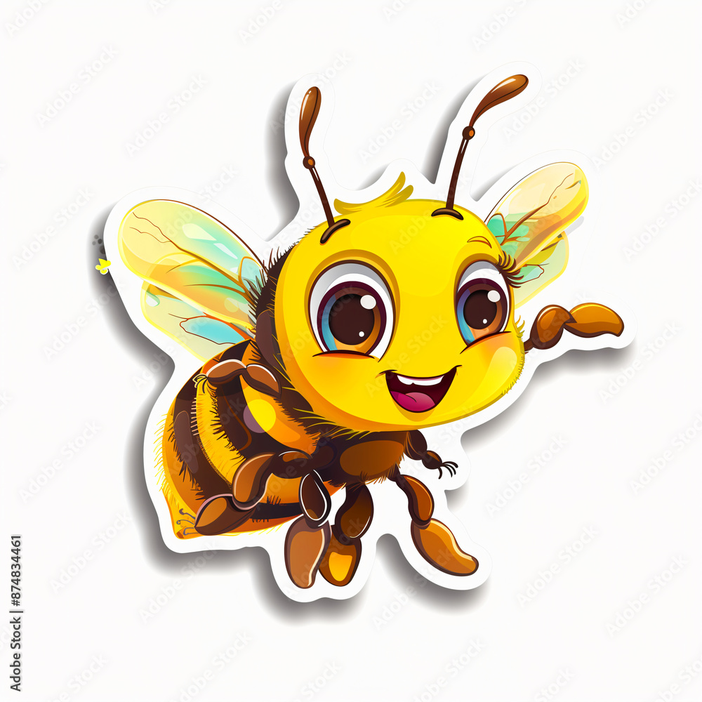 Happy and cheerful cartoon bee character illustration with bright ...