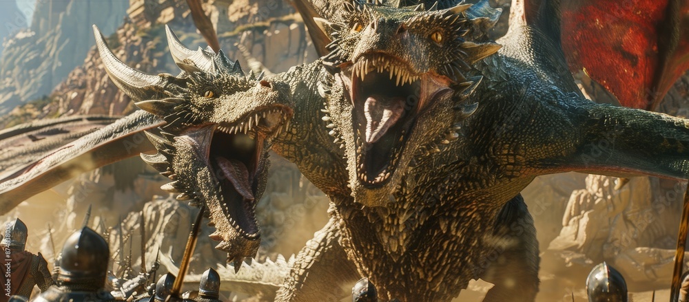 In a grand spectacle, a three-headed dragon and a two-headed dragon ...