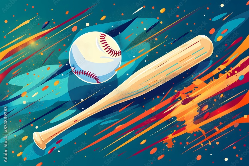 Baseball/softball for summer sports season, flat design, seamless ...