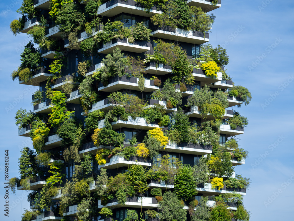 Milano, Italy. Bosco Verticale, a close up view at the modern and ...